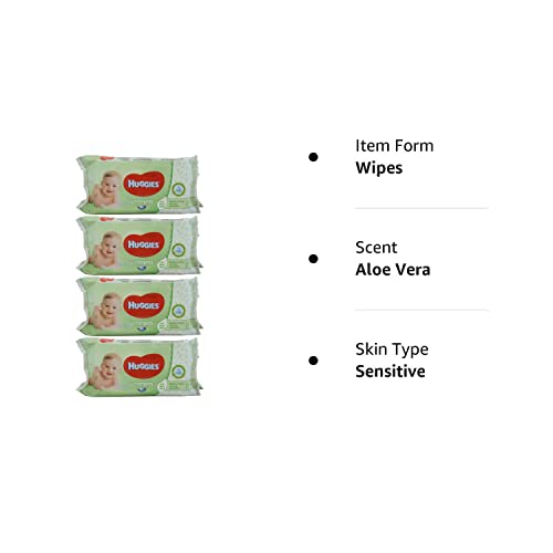 Huggies Baby Wipes Natural Care with Aloe Vera, 56 Count (Pack of 4)