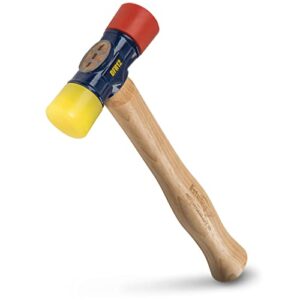 estwing - dfh-12 rubber mallet - 12 oz double-face hammer with soft/hard tips & hickory wood handle - dfh12,black red & yellow