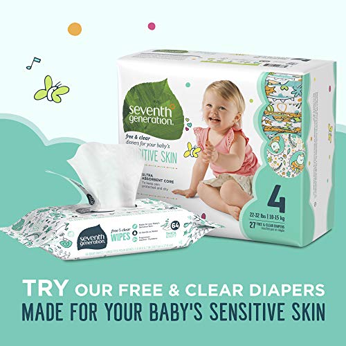 Seventh Generation Baby Wipes, 768 count, Made for Sensitive Skin, Refill with Tape Seal, 64 Count (Pack of 12)