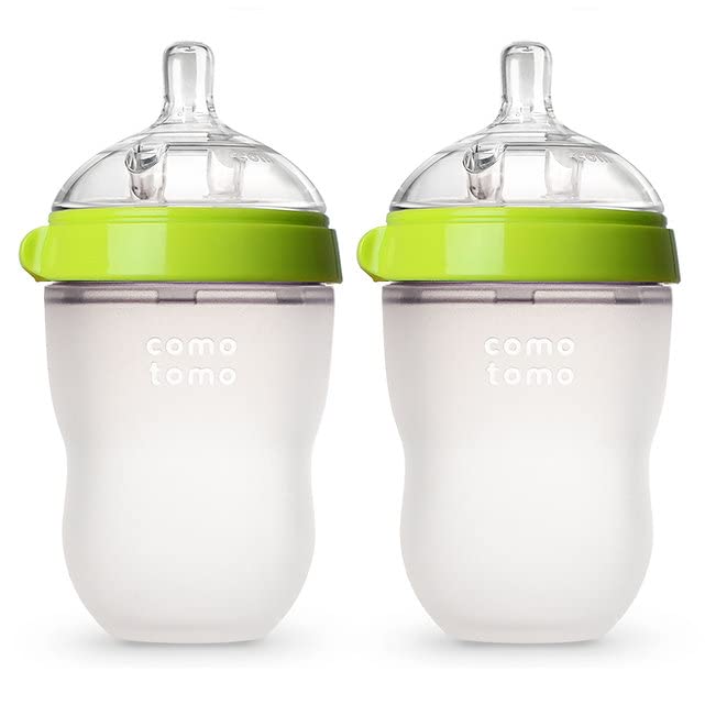 Comotomo Baby Bottle, Green, 8 oz (2 Count)