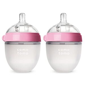 comotomo baby bottle, pink, 5 ounce, 2 count (pack of 1)