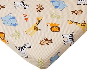 bedtime originals jungle buddies sheet, brown/yellow