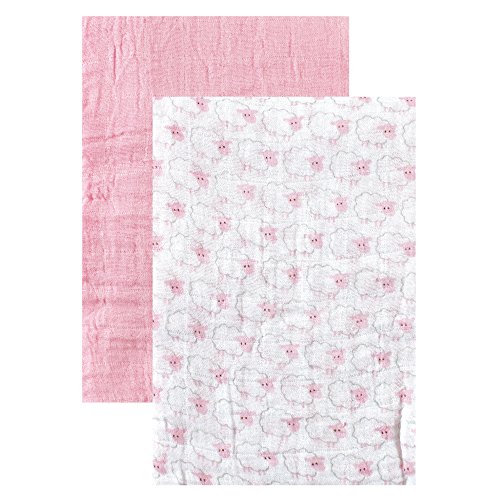 Hudson Baby Unisex Baby Cotton Muslin Swaddle Blankets, Pink Sheep, 2-Pack