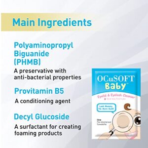 OCuSOFT Baby Eyelid and Eyelash Cleanser, Pre-Moistened Towelette, White/Blue 20 Count