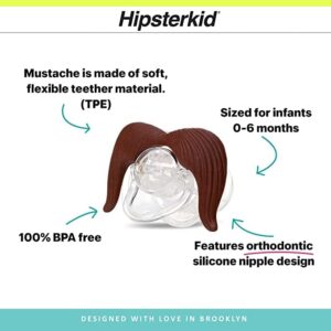 Hipsterkid Mustachifier Pacifier 0-6 Months | BPA-Free, Orthodontic Silicone Nipple | Cute, Funny, Mustache Binkies | Gift for Babies, Newborns, Infants, Toddlers (Gentleman)