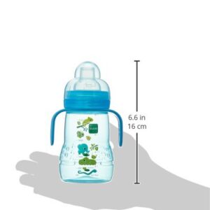 MAM Plastic Trainer Cup (1 Count), Trainer Drinking Cup with Extra-Soft Spout, Spill-Free Nipple, and Non-Slip Handles, for Boys 4+ Months, Eight Ounces, Designs May Vary