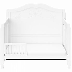 Storkcraft Princess 5-in-1 Convertible Crib (White) – GREENGUARD Gold Certified, Converts to Toddler Bed and Full-Size Bed, Classic Baby Crib for Girls Nursery, Fits Standard Full-Size Crib Mattress