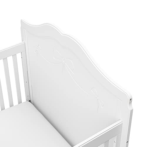 Storkcraft Princess 5-in-1 Convertible Crib (White) – GREENGUARD Gold Certified, Converts to Toddler Bed and Full-Size Bed, Classic Baby Crib for Girls Nursery, Fits Standard Full-Size Crib Mattress