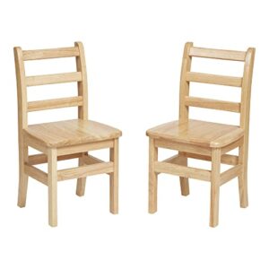 ecr4kids three rung ladderback chair, classroom seating, natural, 2-pack