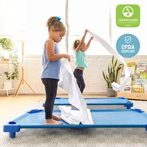 ECR4Kids Stackable Kiddie Cot, Standard Size, Classroom Furniture, Blue, 5-Pack