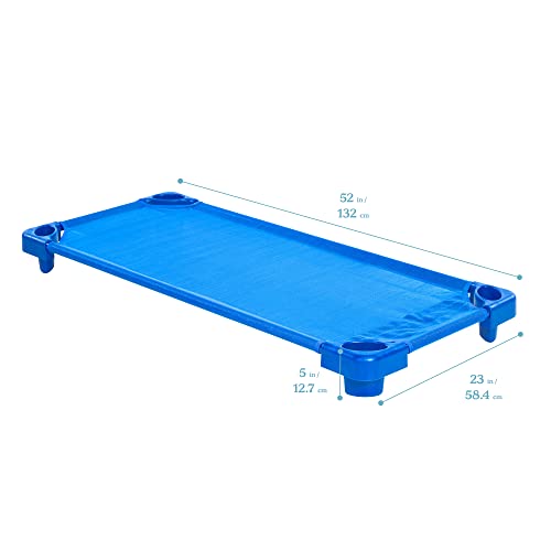 ECR4Kids Stackable Kiddie Cot, Standard Size, Classroom Furniture, Blue, 5-Pack