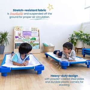 ECR4Kids Stackable Kiddie Cot, Standard Size, Classroom Furniture, Blue, 5-Pack