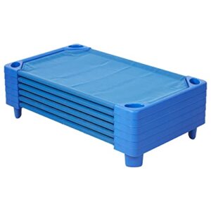 ECR4Kids Streamline Toddler Naptime Cot, Stackable Daycare Sleeping Cot for Kids, 40" L x 23" W, Assembled, Blue (set of 6)