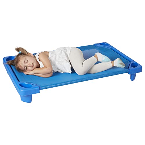 ECR4Kids Streamline Cot, Toddler Size, Classroom Furniture, Blue, 6-Pack