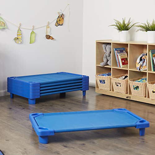 ECR4Kids Streamline Cot, Toddler Size, Classroom Furniture, Blue, 6-Pack