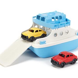 Green Toys Ferry Boat with Mini Cars Bathtub Toy, Blue/White, Standard