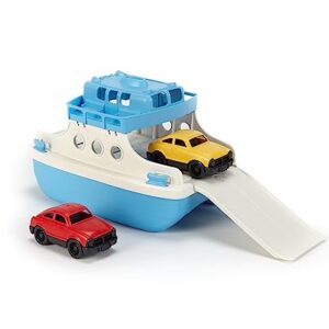 Green Toys Ferry Boat with Mini Cars Bathtub Toy, Blue/White, Standard