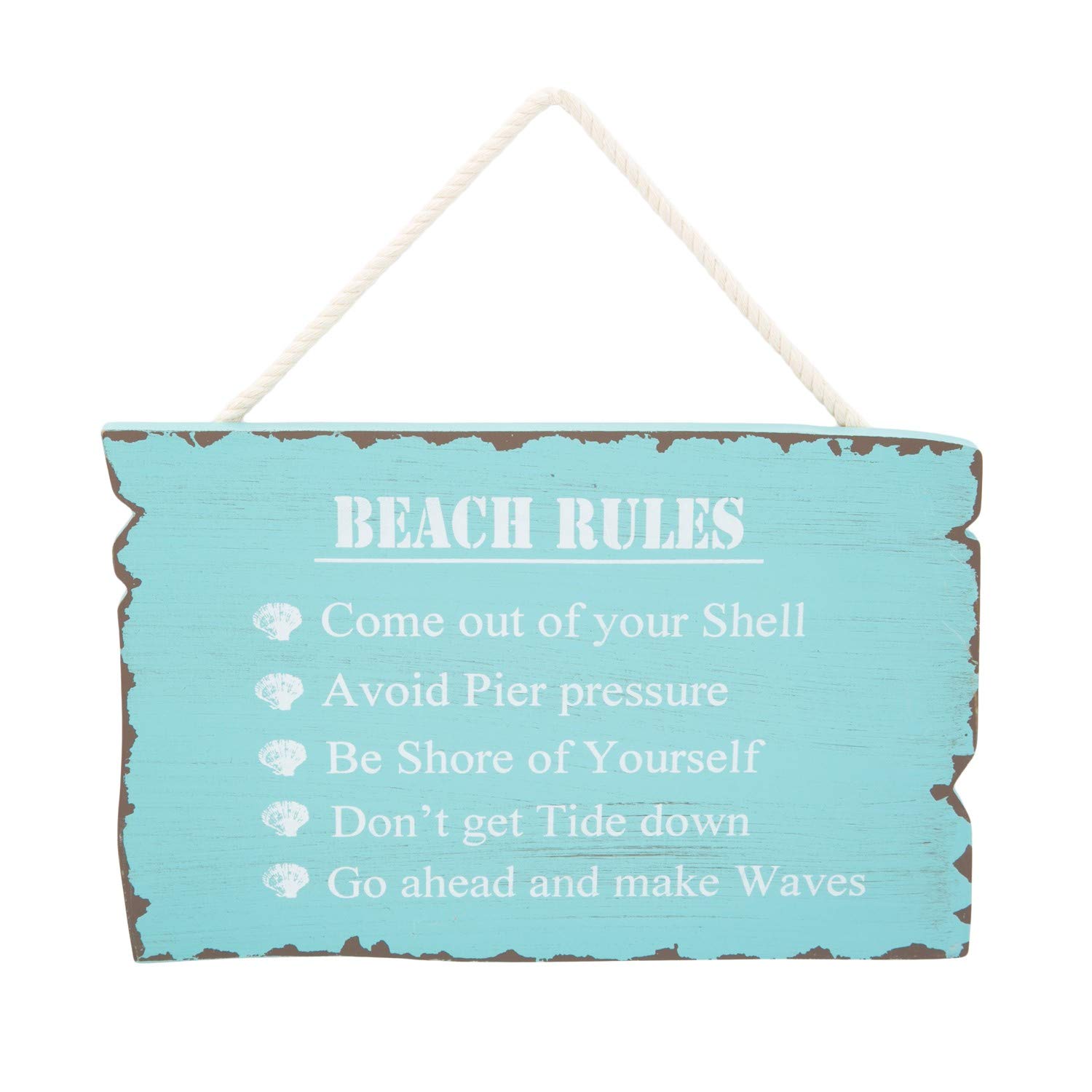 Beachcombers Teal Beach Rules Sign L12.5 x H11.25 x 0.25 Multi