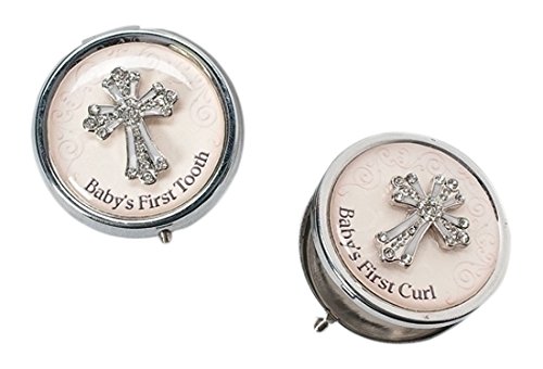 Roman 64655 Set of 2 Enamelled Round Boxes Tooth and Baby's First Curl