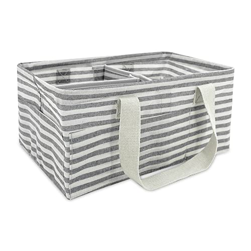 Wdesign Diaper Caddy Organizer – Large Baby Diaper Caddy with Organizing Compartments – Baby Storage Organizer for Newborn Baby Essentials – Collapsible Basket Tote Bag for Nursery, Travel (Stripe)