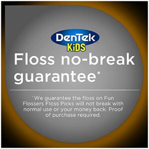 DenTek Kids Fun Flossers, Removes Food & Plaque, Wild Fruit Flavored Floss Picks, 75 Count, 6 Pack