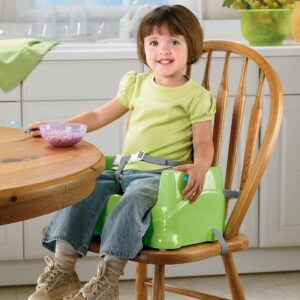 Fisher-Price Portable Toddler Booster Seat, Healthy Care, Travel Dining Chair with Dishwasher Safe Tray, Green