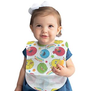 Bibsters Sesame Street Large Disposable Bibs with Patented Crumb-Catcher, Leakproof Liner, and Reusable Fastener -Age 6 Months and Up 32 count (Pack of 1)