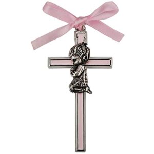 3 1/2" pink girl crib cross great baptism christening gift keepsake gift