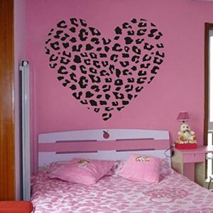 23.6" X 25.6" Cheetah Spot Print Heart Wall Sticker Decal for Home Decor Nursery Kids Room Removable Quote Vinyl Wall Decals Stickers