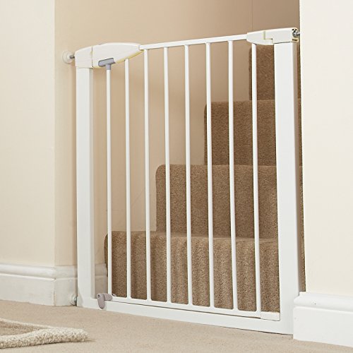 Munchkin® Easy Close Pressure Mounted Baby Gate for Stairs, Hallways and Doors, Walk Through with Door, Metal, White, 35x29.5 Inch (Pack of 1)