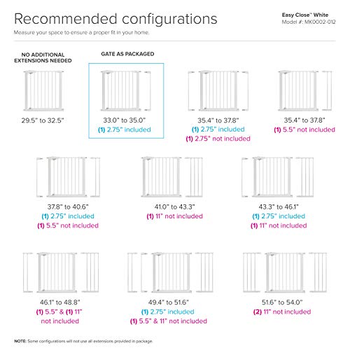 Munchkin® Easy Close Pressure Mounted Baby Gate for Stairs, Hallways and Doors, Walk Through with Door, Metal, White, 35x29.5 Inch (Pack of 1)