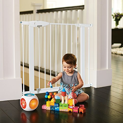 Munchkin® Easy Close Pressure Mounted Baby Gate for Stairs, Hallways and Doors, Walk Through with Door, Metal, White, 35x29.5 Inch (Pack of 1)