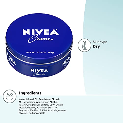 NIVEA Creme Body, Face and Hand Moisturizing Cream, 13.5 Oz Tin