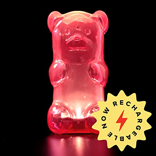 Gummygoods Squeezable Gummy Bear Night Light for Kids Room, Babies, Toddlers, Nursery | Rechargeable, Portable, Cordless, 60 Min Sleep Timer (Pink)