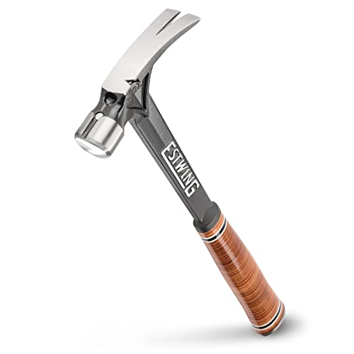 ESTWING Ultra Series Hammer - 15 oz Rip Claw Framer with Smooth Face & Genuine Leather Grip - E15S