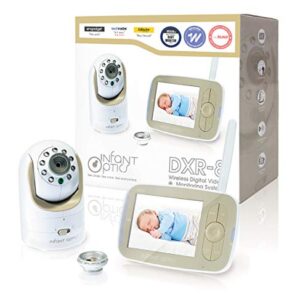 Infant Optics DXR-8 Video Baby Monitor, Non-WiFi Hack-Proof FHSS Connection, Interchangeable Lenses, Pan Tilt Zoom, LED Sound Bar, Night Vision, and Two-way Talk