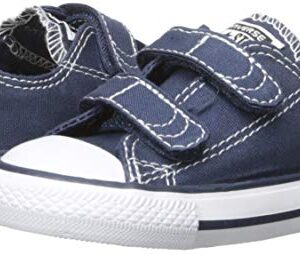 Converse Baby Boys Chuck Taylor All Star 2V Low Top Sneaker, Navy/White, 7 Infant