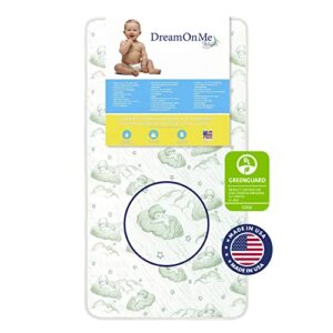 dream on me, nirvana 6” 96 coil inner spring crib and toddler mattress i waterproof i green guard gold certified i 10 years manufacture warranty i vinyl cover i made in the u.s.a