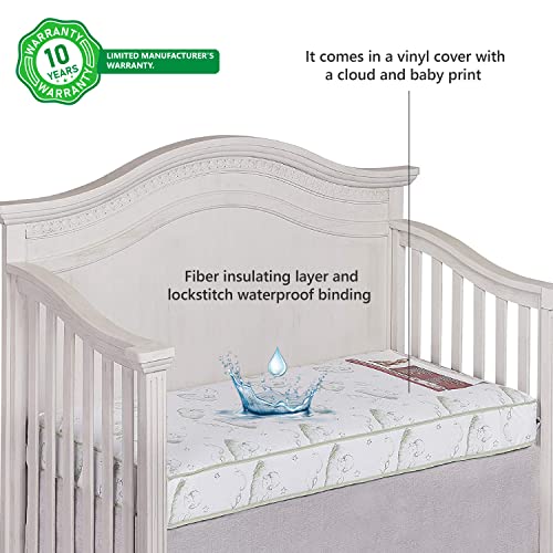 Dream On Me, Nirvana 6” 96 Coil Inner Spring Crib And Toddler Mattress I Waterproof I Green Guard Gold Certified I 10 Years Manufacture Warranty I Vinyl Cover I Made In The U.S.A