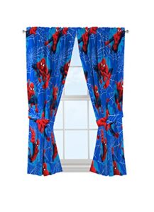 jay franco marvel spiderman 'astonish' 42" x 63" curtain panel pair with tie backs drape set, 63 in