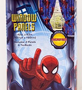 Jay Franco Marvel Spiderman 'Astonish' 42" x 63" Curtain Panel Pair with Tie Backs Drape Set, 63 in