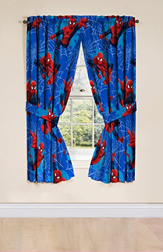 Jay Franco Marvel Spiderman 'Astonish' 42" x 63" Curtain Panel Pair with Tie Backs Drape Set, 63 in