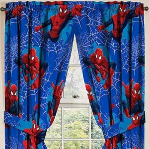 Jay Franco Marvel Spiderman 'Astonish' 42" x 63" Curtain Panel Pair with Tie Backs Drape Set, 63 in