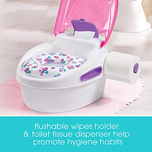 Summer Step by Step Potty, Pink - 3-in-1 Potty Training Toilet - Features Contoured Seat, Flushable Wipes Holder and Toilet Tissue Dispenser, 13x9.5x15.5 Inch (Pack of 1)