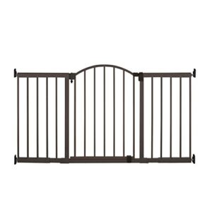 summer metal expansion extra wide safety pet and baby gate, 44"-71" wide, 36” tall, hardware mounted for dog and child safety, fits large opening or doorway, auto close walk thru door - bronze