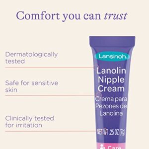 Lansinoh Lanolin Nipple Cream, Safe for Baby and Mom, Breastfeeding Essentials, 3 Mini Tubes, Each 0.25 Ounces