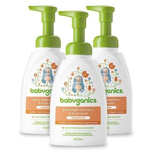 babyganics baby shampoo + body wash pump bottle, orange blossom, non-allergenic and tear-free, 16 fl oz (pack of 3), packaging may vary