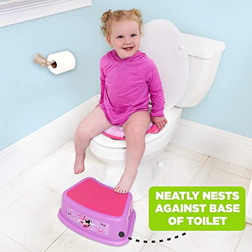 Ginsey Disney Minnie Mouse "Bowtique" Bathroom Step Stool for Kids Using the Toilet and Sink, Pink, 9.75"x5.25"x14.25", (56720)