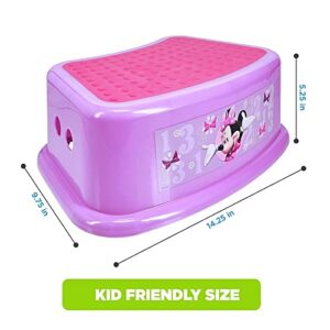 Ginsey Disney Minnie Mouse "Bowtique" Bathroom Step Stool for Kids Using the Toilet and Sink, Pink, 9.75"x5.25"x14.25", (56720)