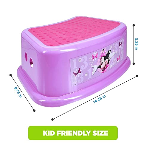 Ginsey Disney Minnie Mouse "Bowtique" Bathroom Step Stool for Kids Using the Toilet and Sink, Pink, 9.75"x5.25"x14.25", (56720)